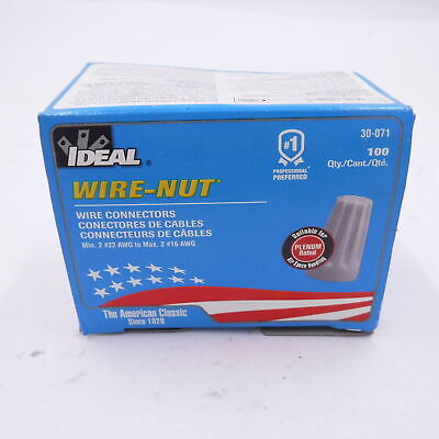 1000 Pack IDEAL 30-071 Wire-Nut Wire Connectors 22-16AWG Nylon Gray ...