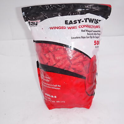 500 Pack NSI Easy-Twist Winged Wire Connectors 18-8 AWG, WWC-R-B ...