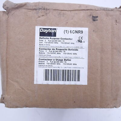 Dayton 6GNR9 120V AC Definite Purpose Contactor 3 Pole 75 Full Load ...
