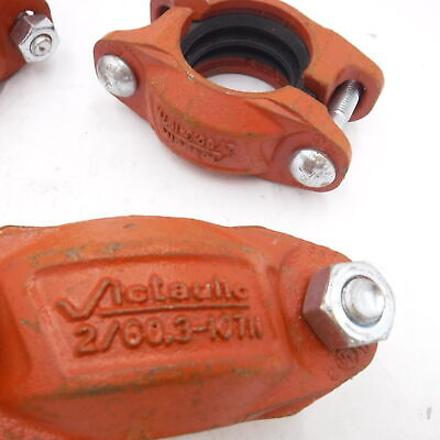 3Pck Victaulic QuickVic Style 107N 2" Orange Enamel Grooved Coupling 2/ ...