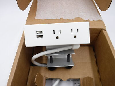 Steelcase Power Box V2 2 Outlet 2 USB Ports Edge Mount 72" Cord White ...