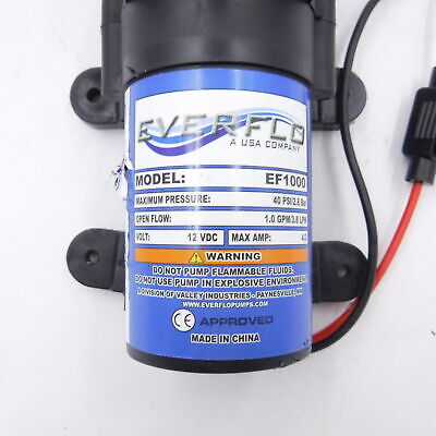 Everflo EF1000-AMZ 12V Diaphragm Pump 1.0 GPM 3/8" Hose Barb Ports w/ 2 ...