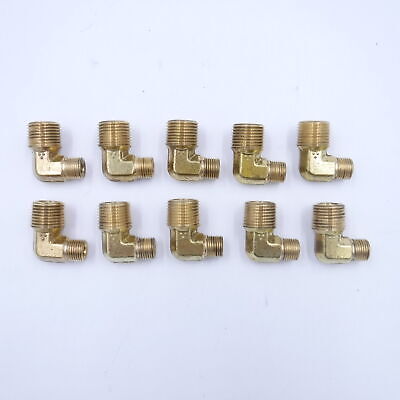 10 Pack 90° Elbow 1/2" MPT x 3/8" MPT Brass Pipe Fittings - OneClick ...