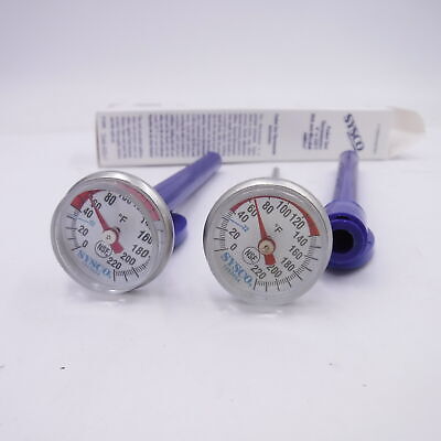 2 Pack Sysco 1" Round Meat Food Thermometer 0°-220°F w/Anti-Microbial ...