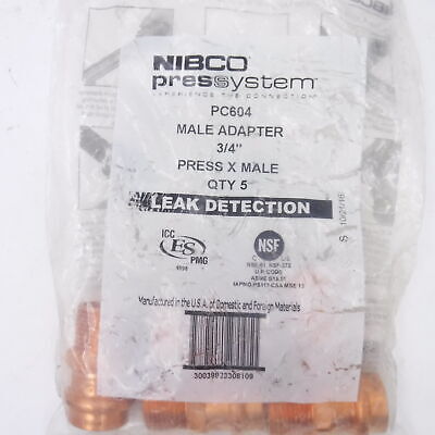 5 Pk NIBCO PC604 PressSystem 3/4" Press x 3/4" Male NPT Copper ...
