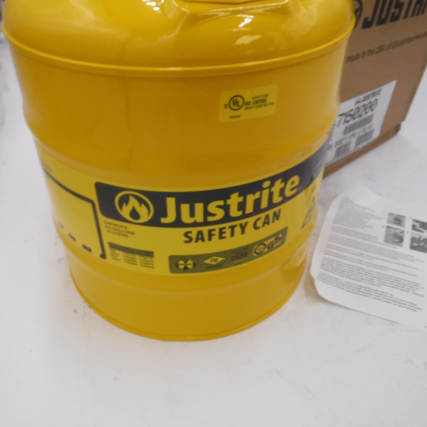 Justrite 7150200 5 Gallon Yellow Type 1 Steel Safety Can for Diesel ...