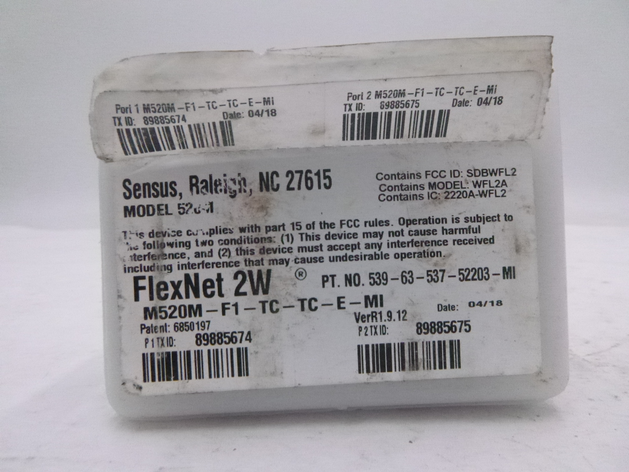 Sensus 520M Flexnet 2W Smartpoint Utility Radio M520M-F1-TC-TC-E-MI ...