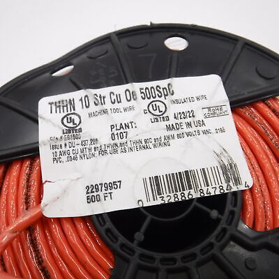 500' Southwire Orange THHN 19 Str Cu Machine Wire 10 AWG - OneClick ...