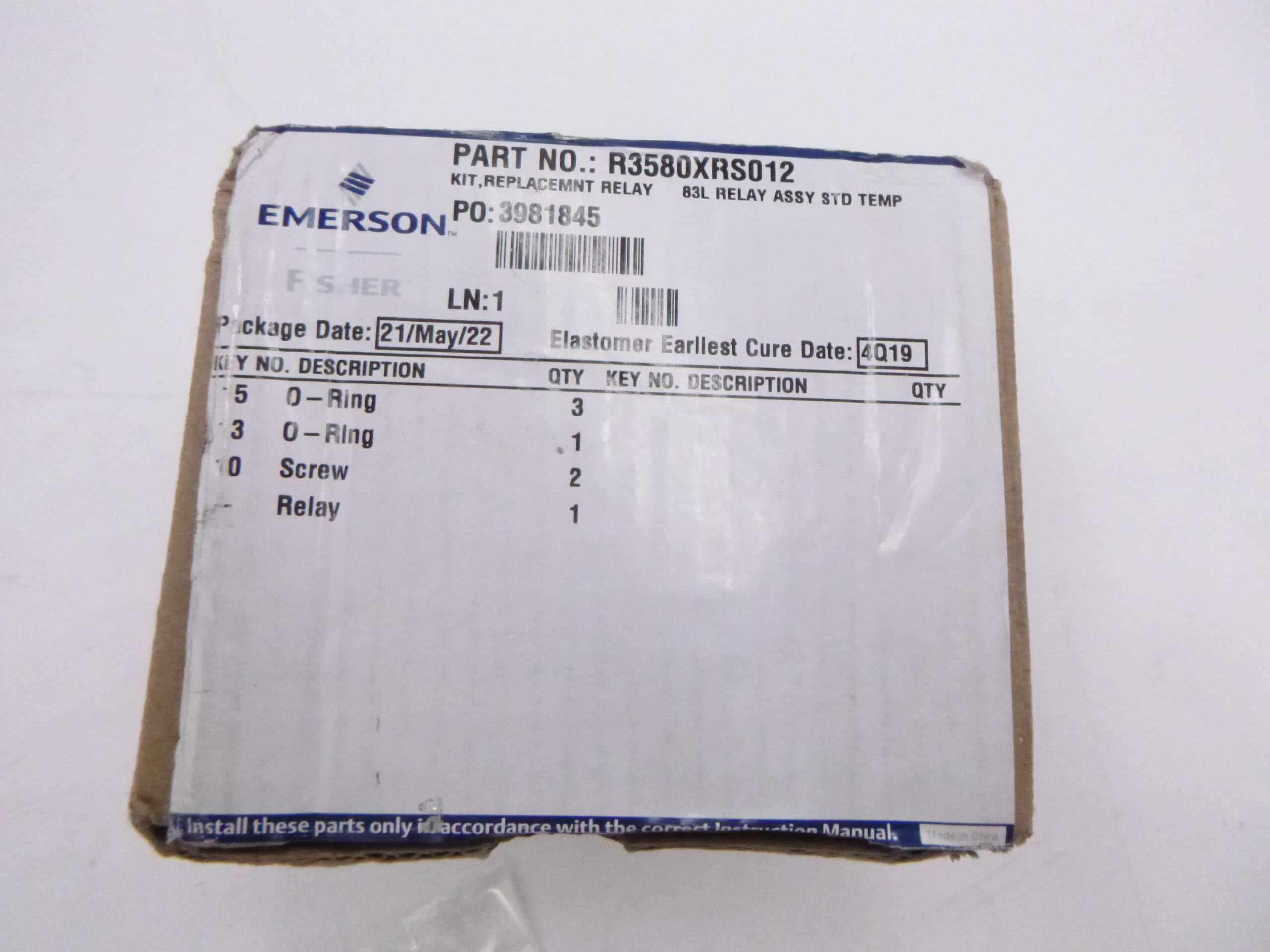 Emerson Fisher Controls R3580XRS012 Series 83L Replacement Kit ...