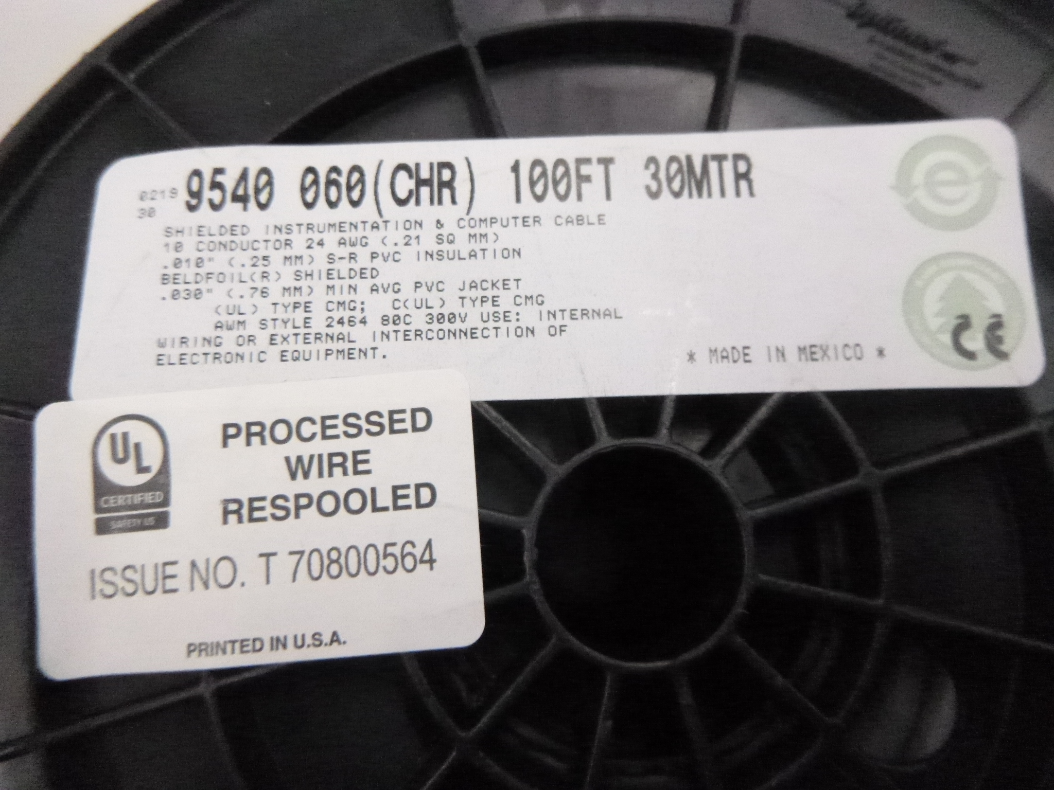 100' Belden Multi 10 Conductor Cable 300v 24awg 30MTR 9540060100 ...