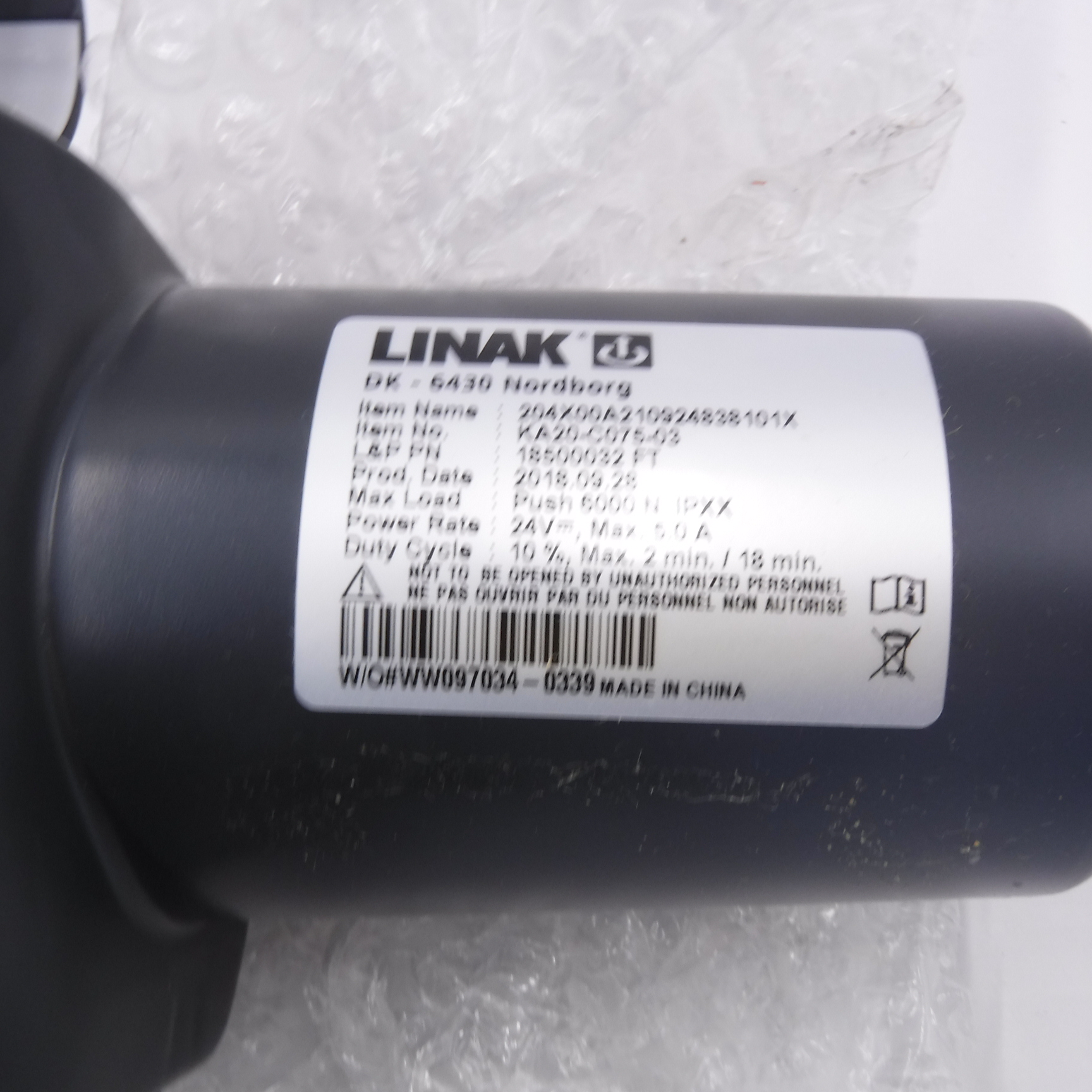 Linak 24V 5A Hospital Bed Foot Actuator/Motor KA20-C075-03 - OneClick ...