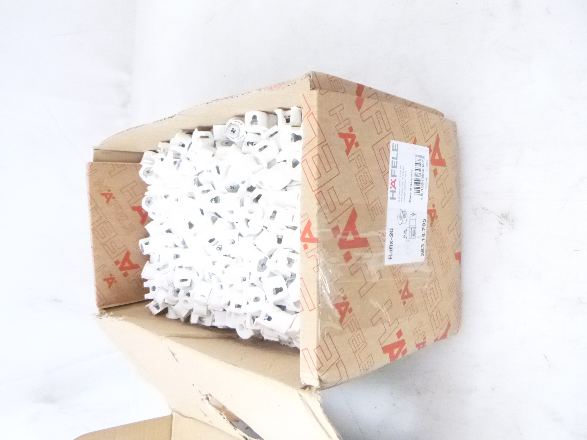 800 Pk Hafele White Plastic Rafix 20 SE Connector Housing w/Ridge 19mm ...