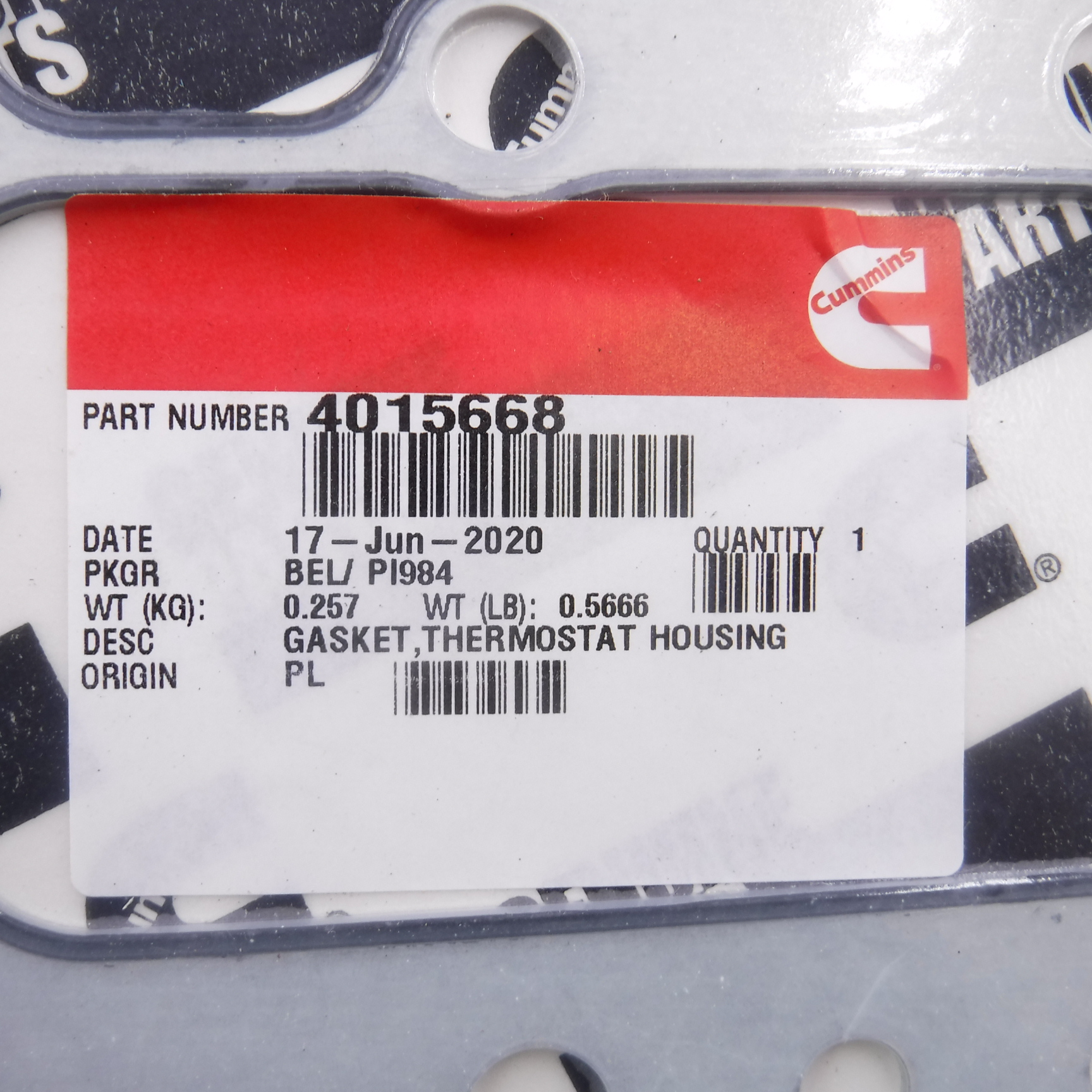 Genuine OEM Cummins 4015668 Thermostat Housing Gasket - OneClick Warehouse