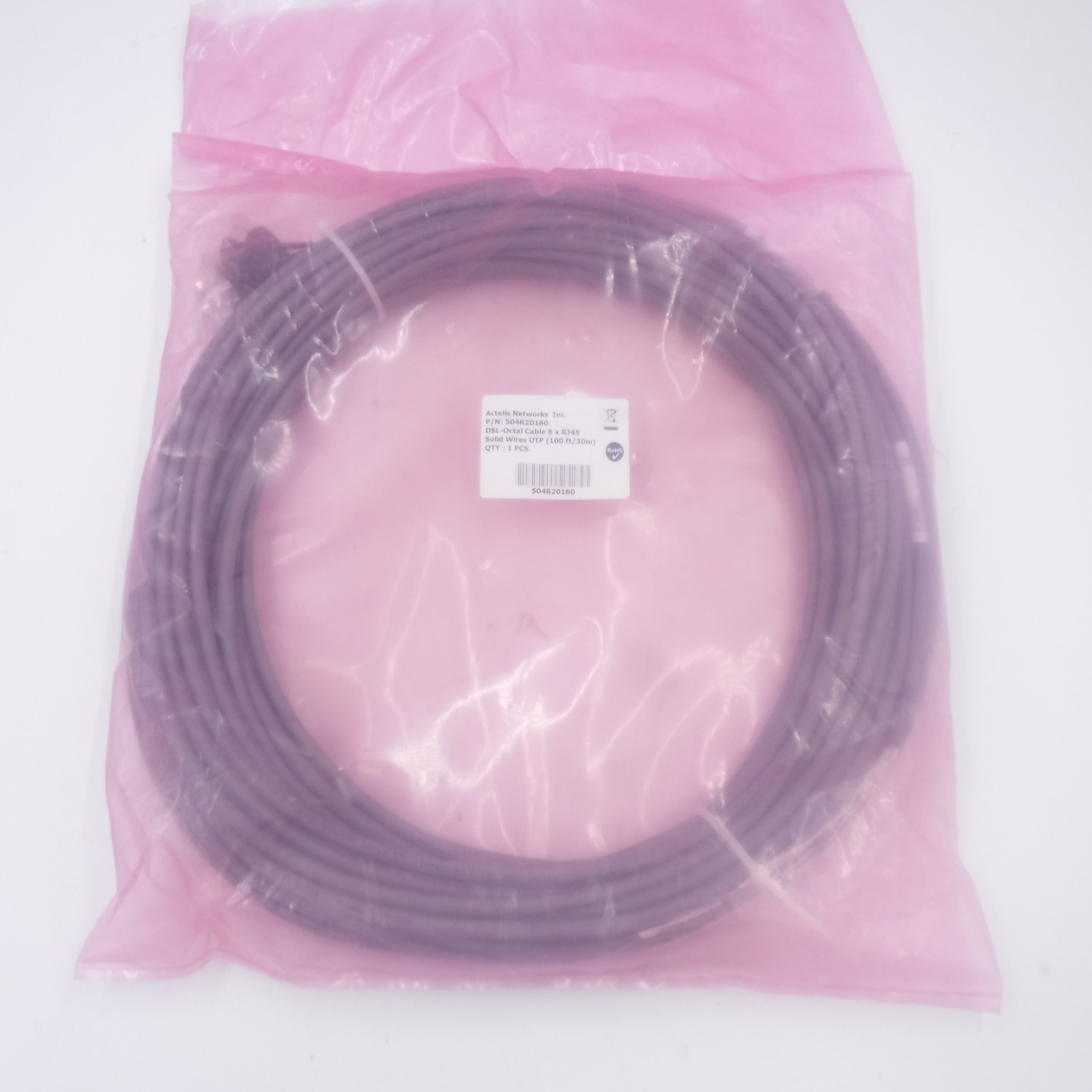 100' Actelis Networks 504R20160 DSL Octal Cable 8 x RJ45 Open End Solid ...