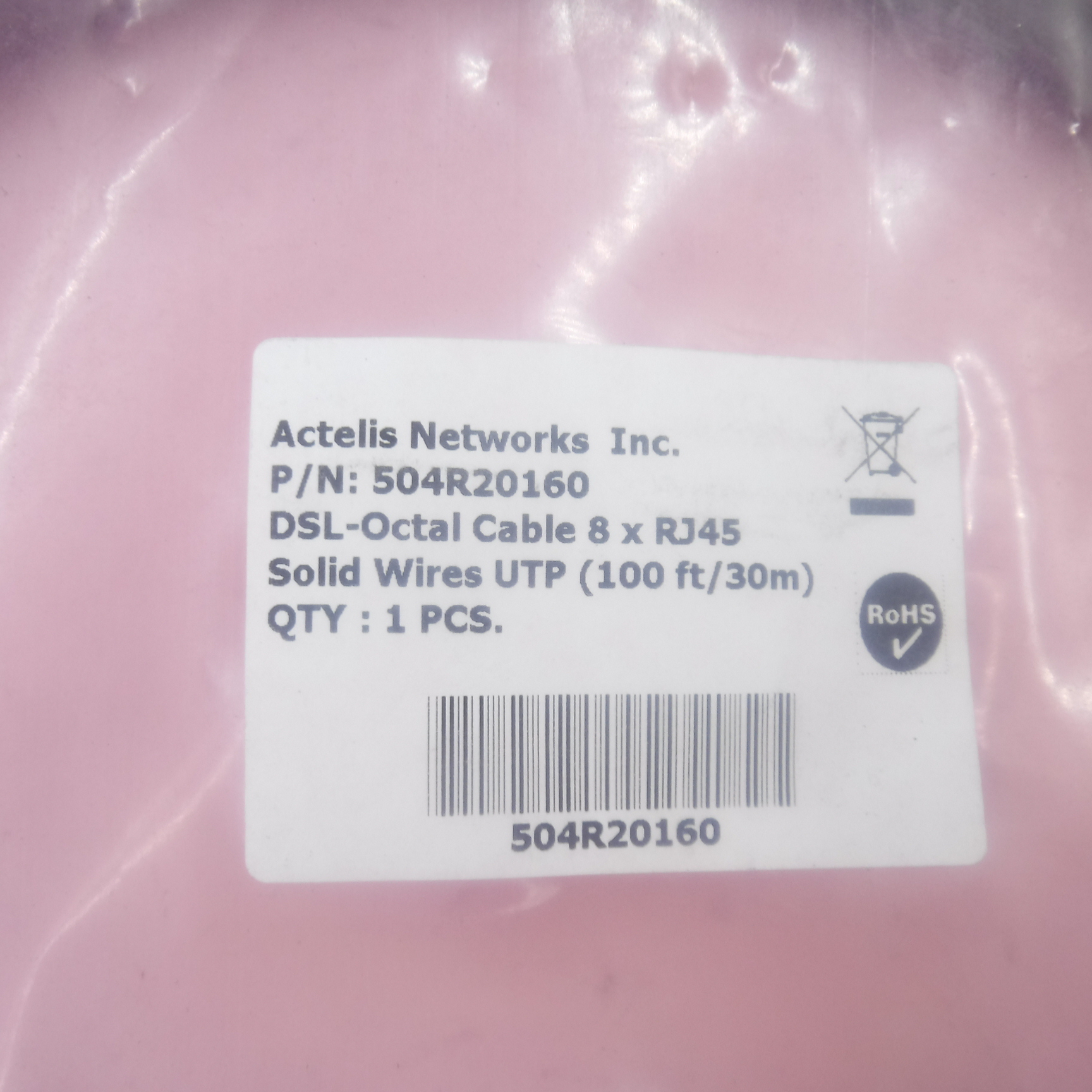 100' Actelis Networks 504R20160 DSL Octal Cable 8 x RJ45 Open End Solid ...