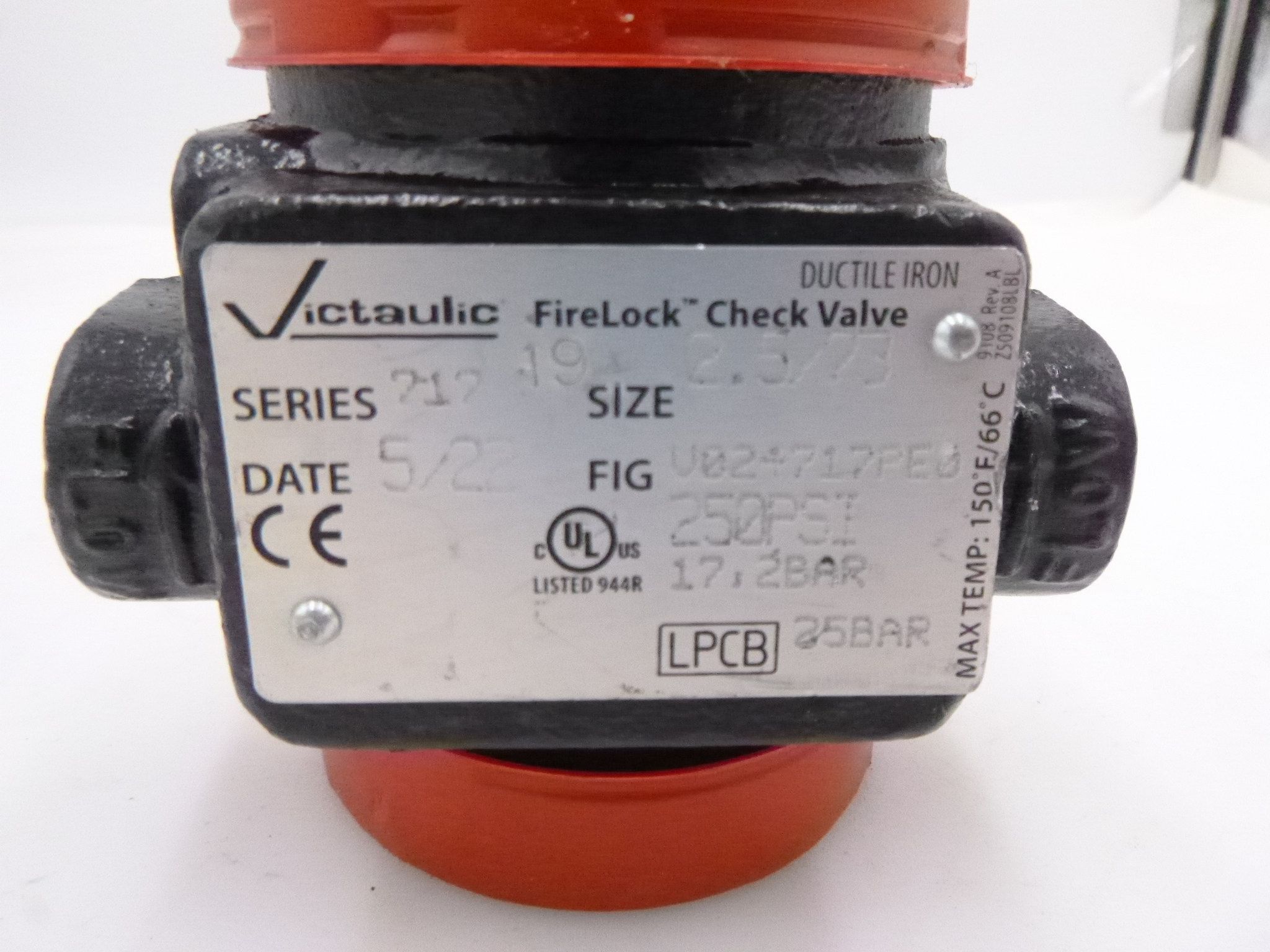 Victaulic FireLock 717 PPS Coated Ductile Iron Check Valve 2-1/2 ...