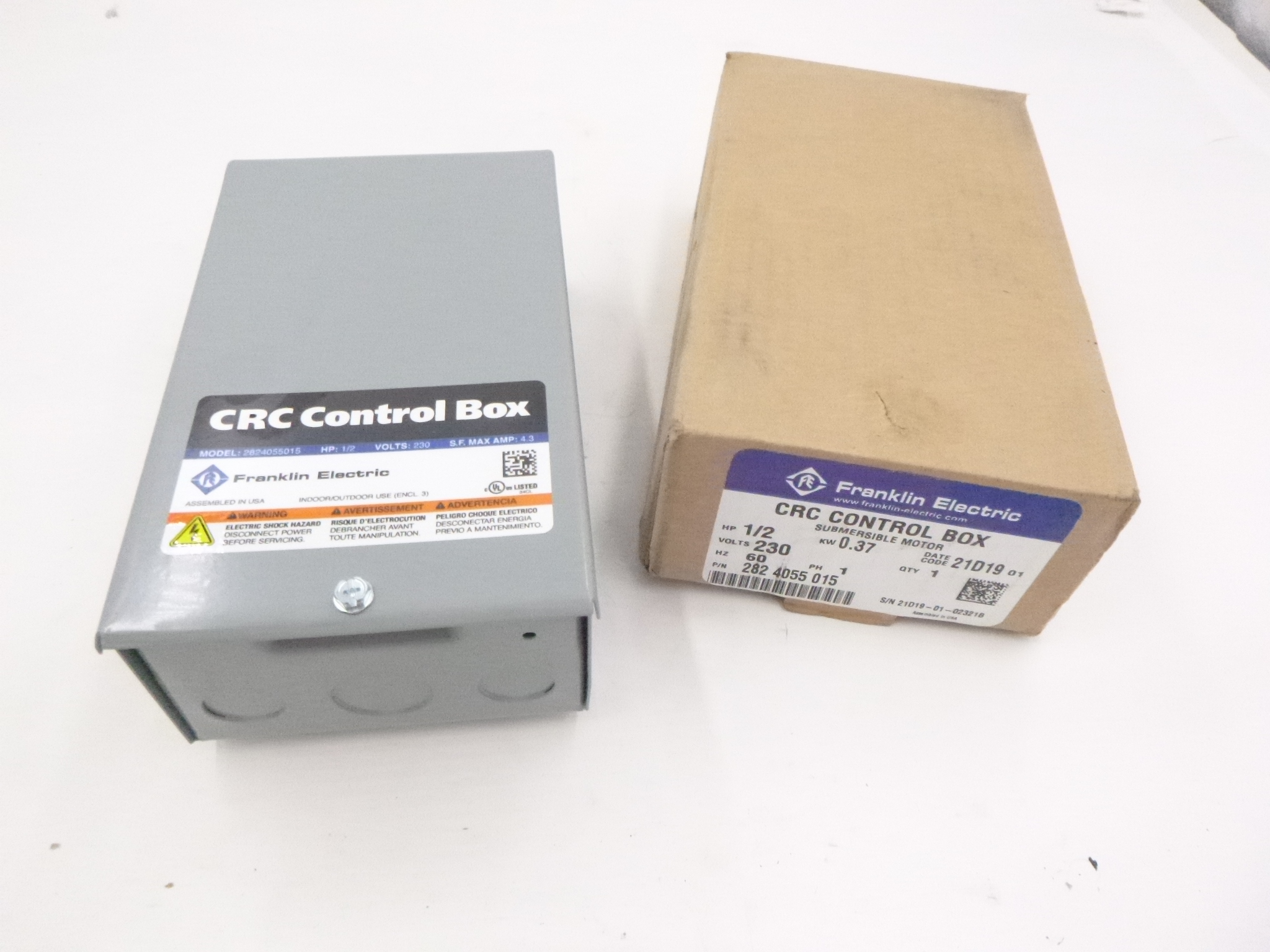 Fanklin Electric Submersible Motor Control Box 1/2" HP 230V 1PH For 3 ...