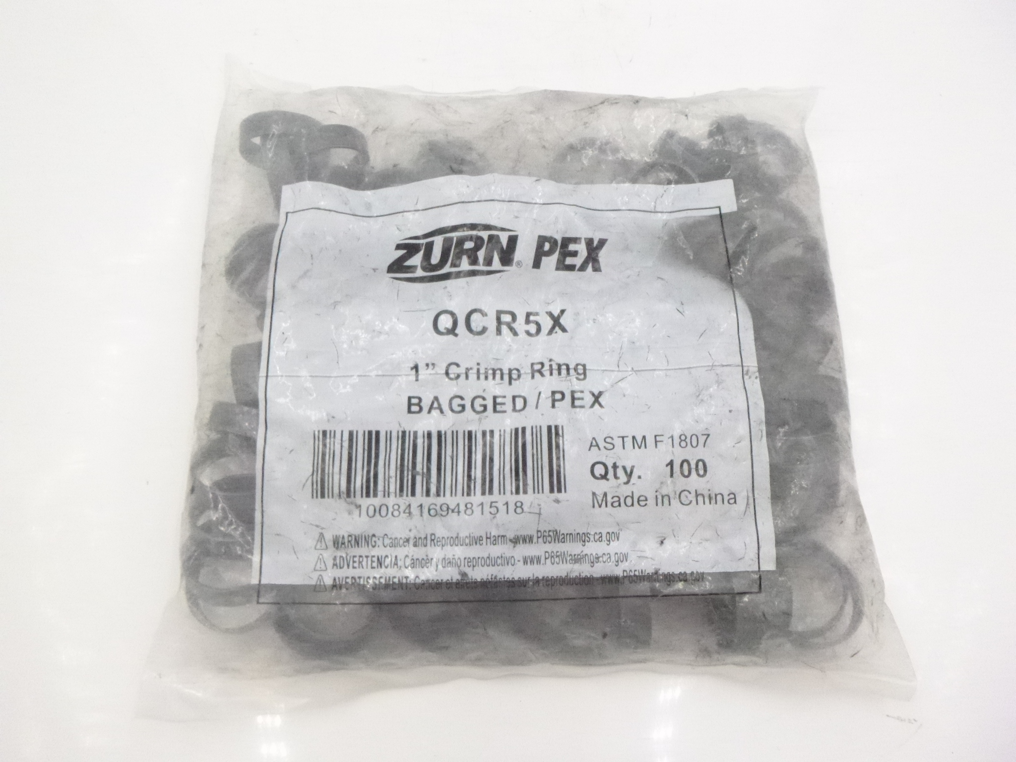 100 Pack Zurn Pex 1" Copper Tube Crimp Rings - OneClick Warehouse