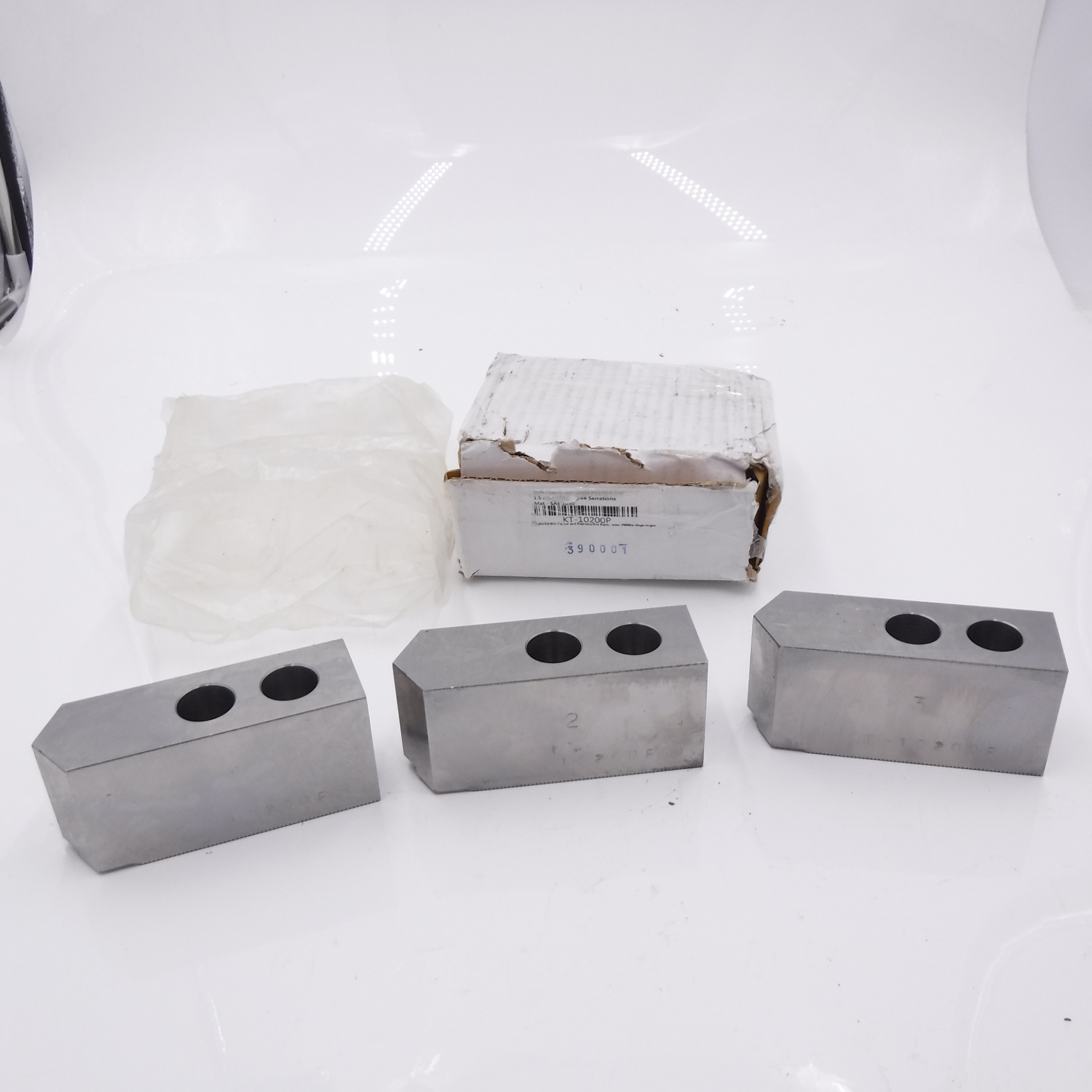 3 Pack 1.5mm 60° Serrations Soft Lathe 10" Chuck Jaws - OneClick Warehouse