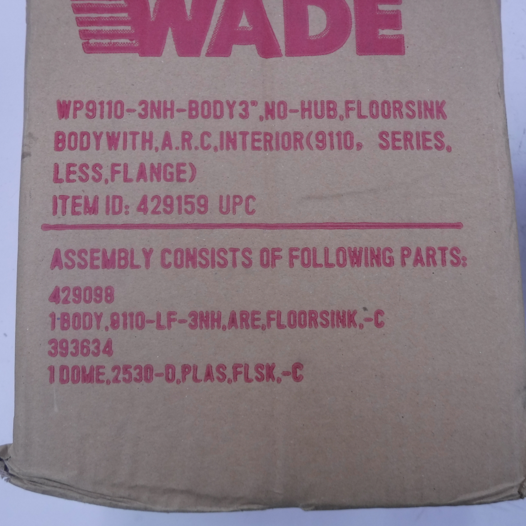Wade 9110 8"x8" Square Floor Sink 6" Depth 3" Nominal W/Out Grate ...