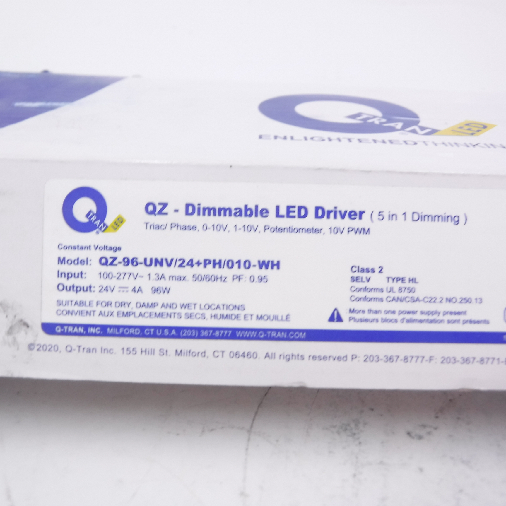 Qtran LEB Power Supply 5 in 1 Dimming 100-277V, QZ-96-UNV/24+ph/10-WH - OneClick Warehouse