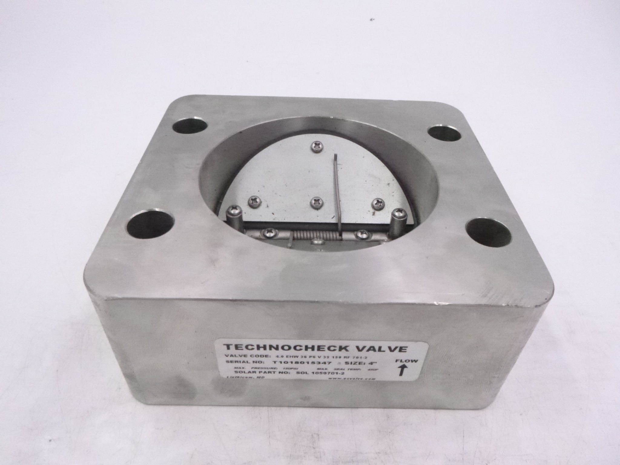 Technocheck Valve 1059701-2 Dual-Plate Butterfly Check Valve 4" 150PSI ...