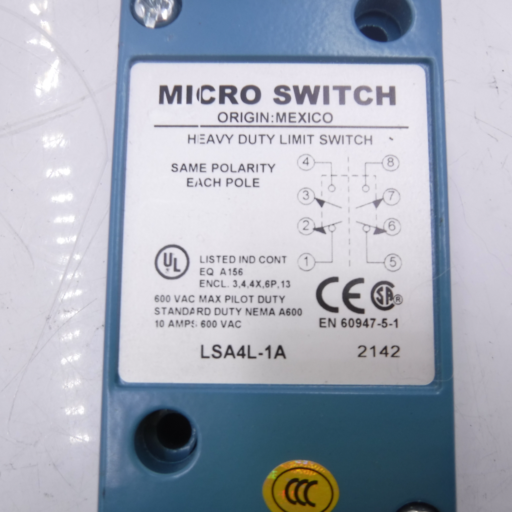 Honeywell LSA4L-1A Limit Switch 2NC/2NO Snap Action Side Rotary ...