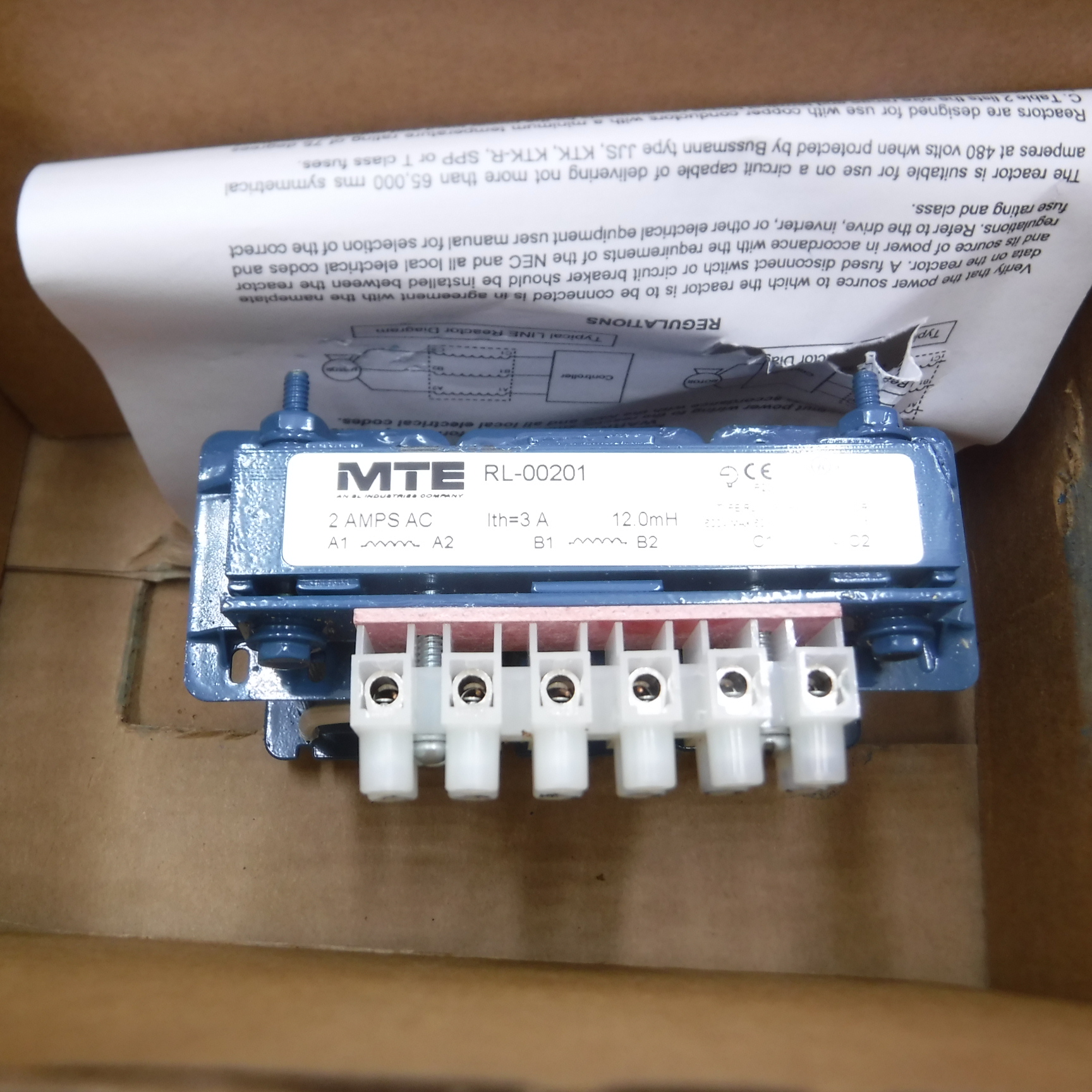 MTE Line/Load Reactor 3 Phase, 2A, 12mH RL-00201 - OneClick Warehouse