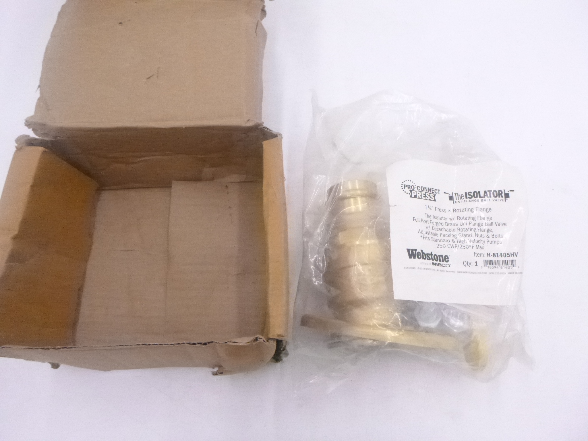 Webstone Nibco 1-1/4" Press x Rotating Flange H-81405HV Ball Valve - OneClick Warehouse