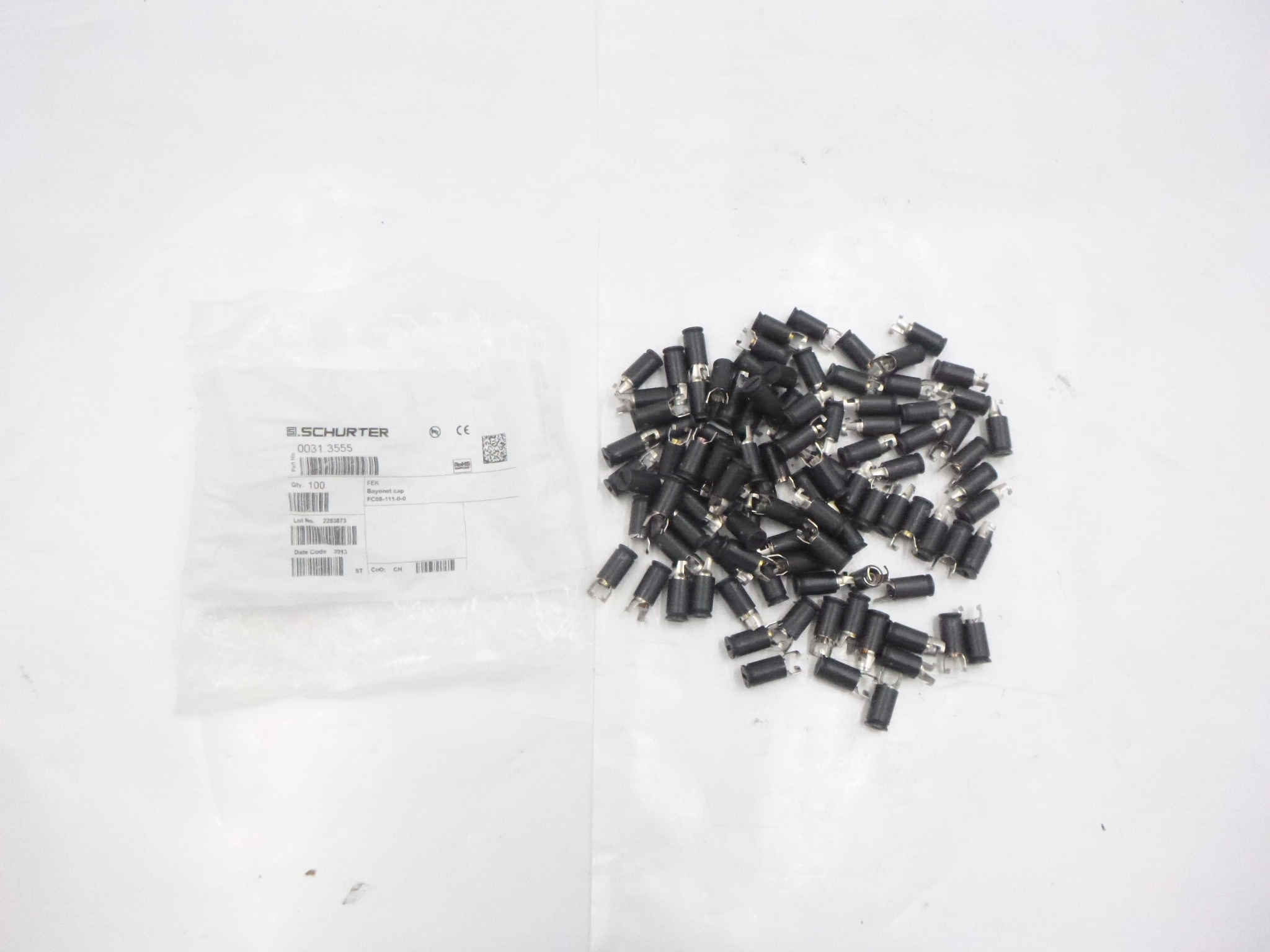 100 Pack Schurter 0031.3555 Carrier Fuse Bayonet Slot 5x20MM - OneClick ...