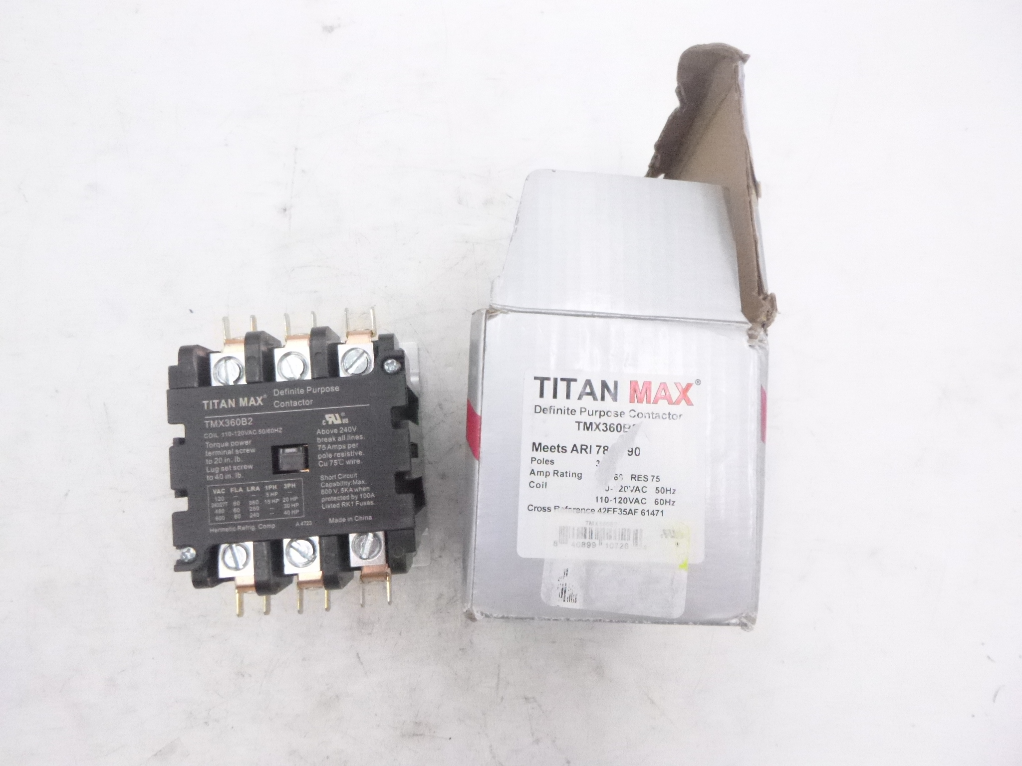 Titan Max Definite Purpose Contactor 3 Pole 60 Amp 110-120VAC 50Hz TMX360B2 - OneClick Warehouse