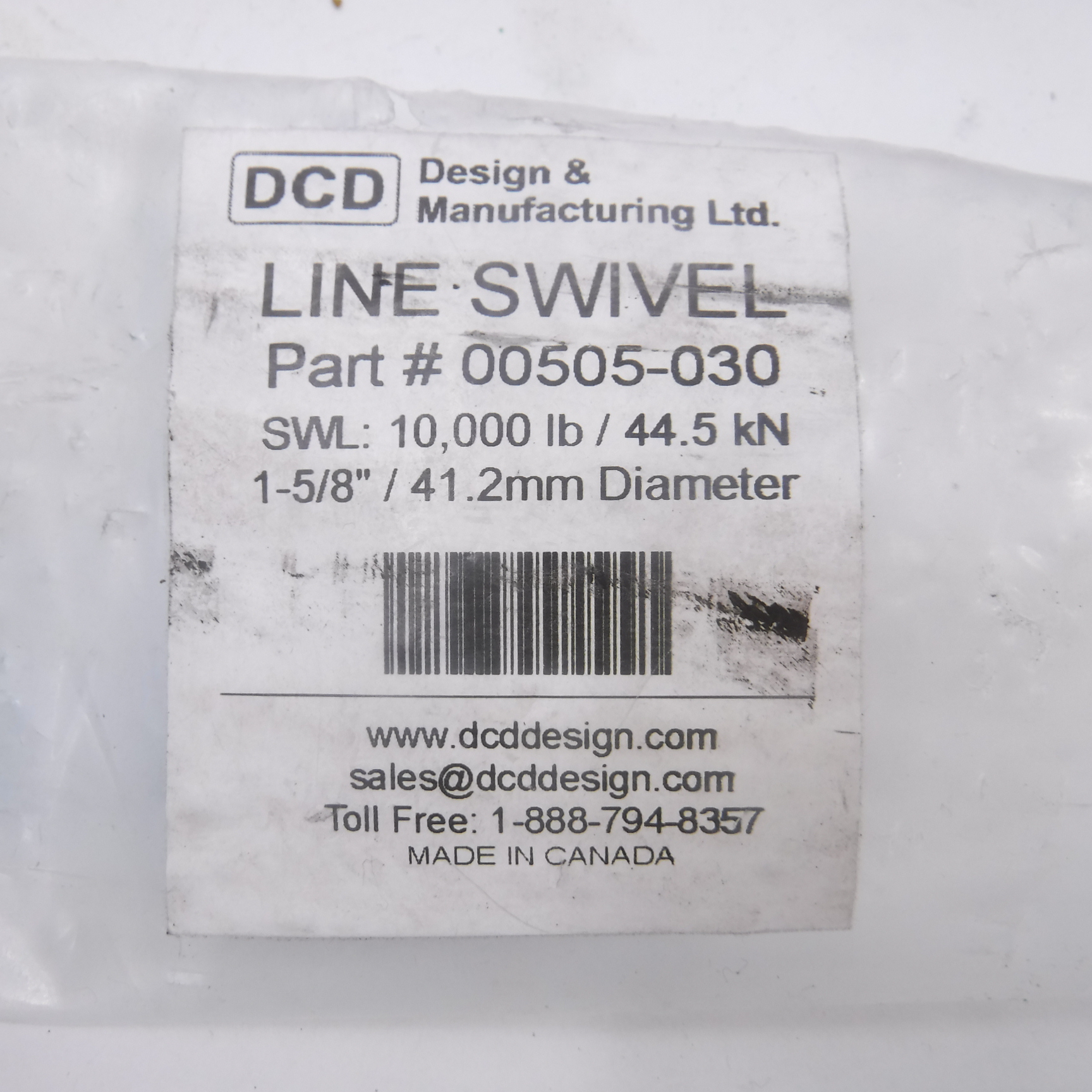 DCD 00505-030 Cable Pulling Line Swivel 1-5/8" Diameter 10,000 lb ...