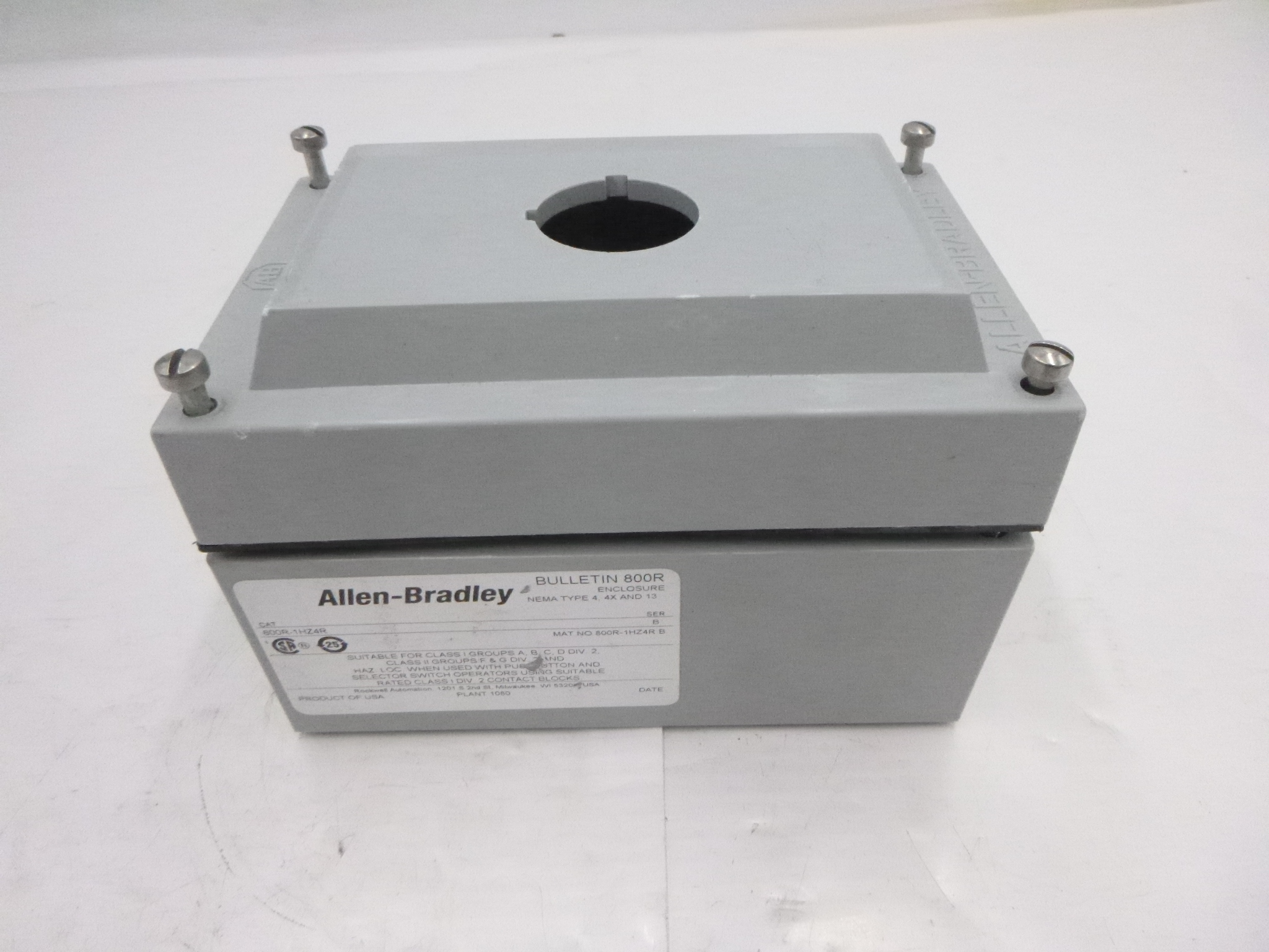 Allen Bradley Push Button Enclosure 800R-1HZ4R For Class I Groups ABCD ...