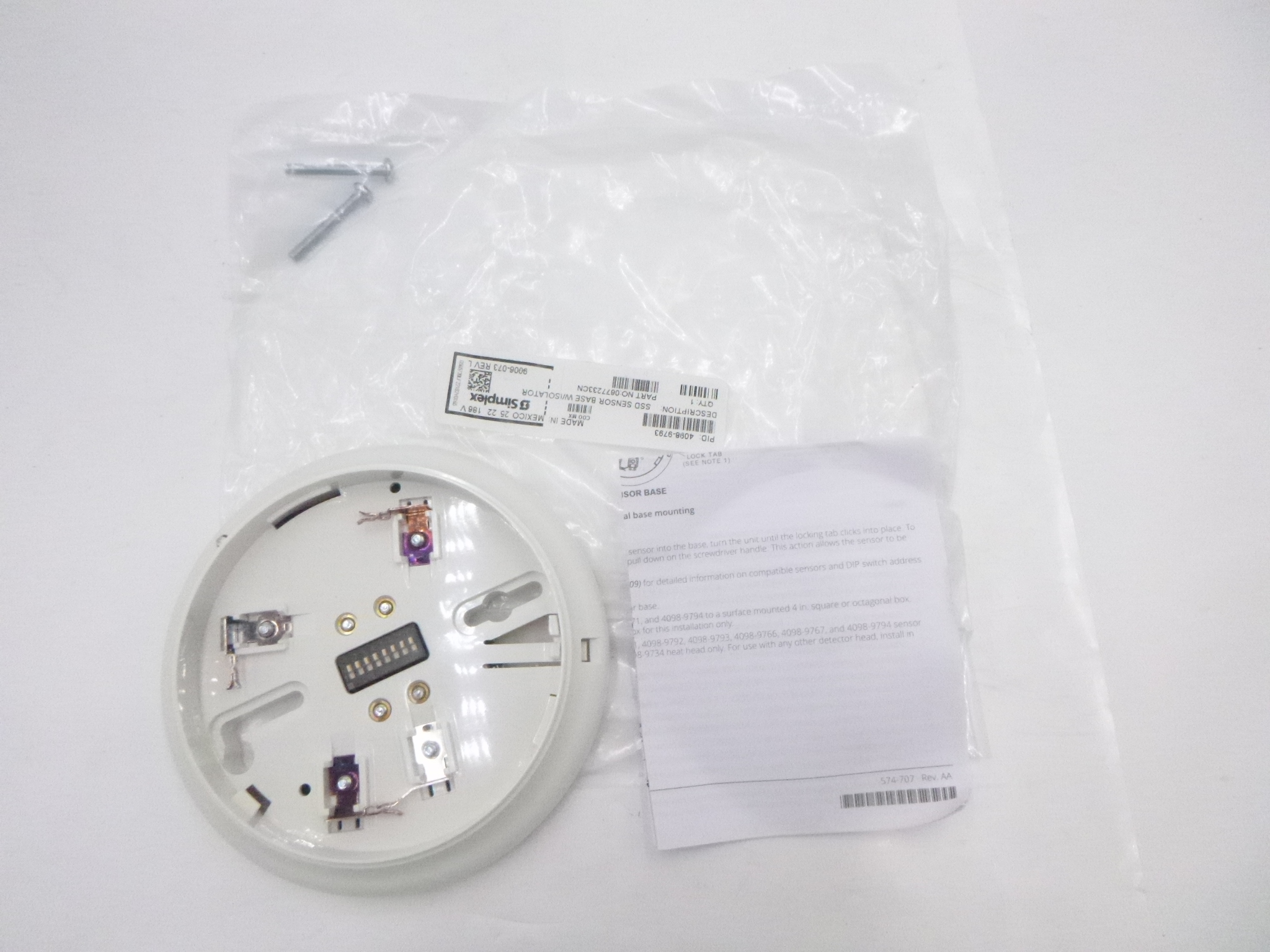 Simplex SSD Fire Alarm Sensor Base 4098-9793 w/ Isolator and Mounting ...