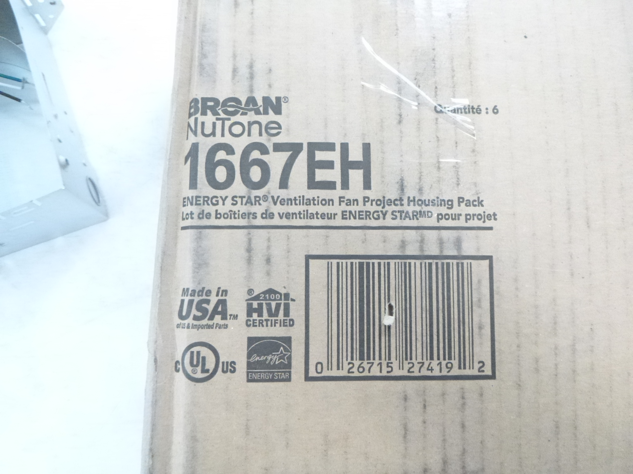 6 Pack Broan NuTone 1667EH Energy Star Ventilation Fan Project Housing ...