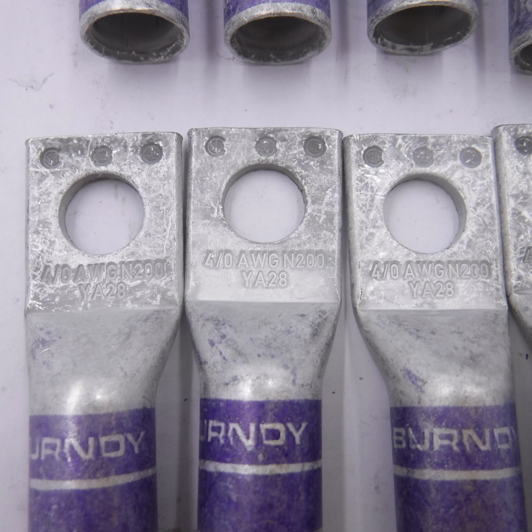 10 Pack Burndy YA28 Hylug Copper Compression Lugs 4/0 AWG 1-Hole 1/2 ...