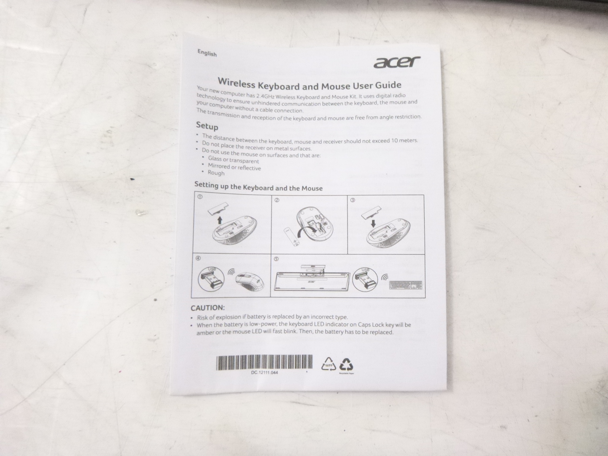 Acer 6K.BBRD1.021 Wireless Keyboard and Mouse C24-860 PRIMAX KBRFCR RF2 ...