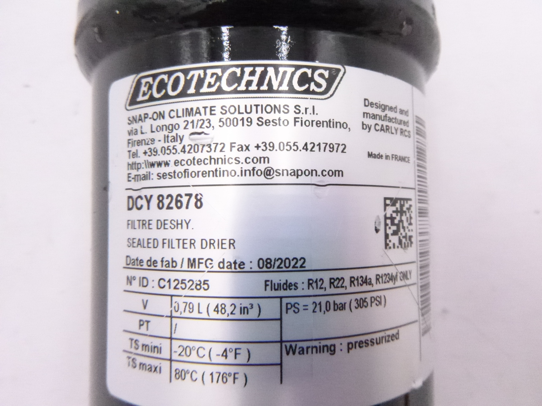 Genuine Snap-On EEAC330-23B Filter Drier for EEAC820BVW and EEAC830BVW - OneClick Warehouse