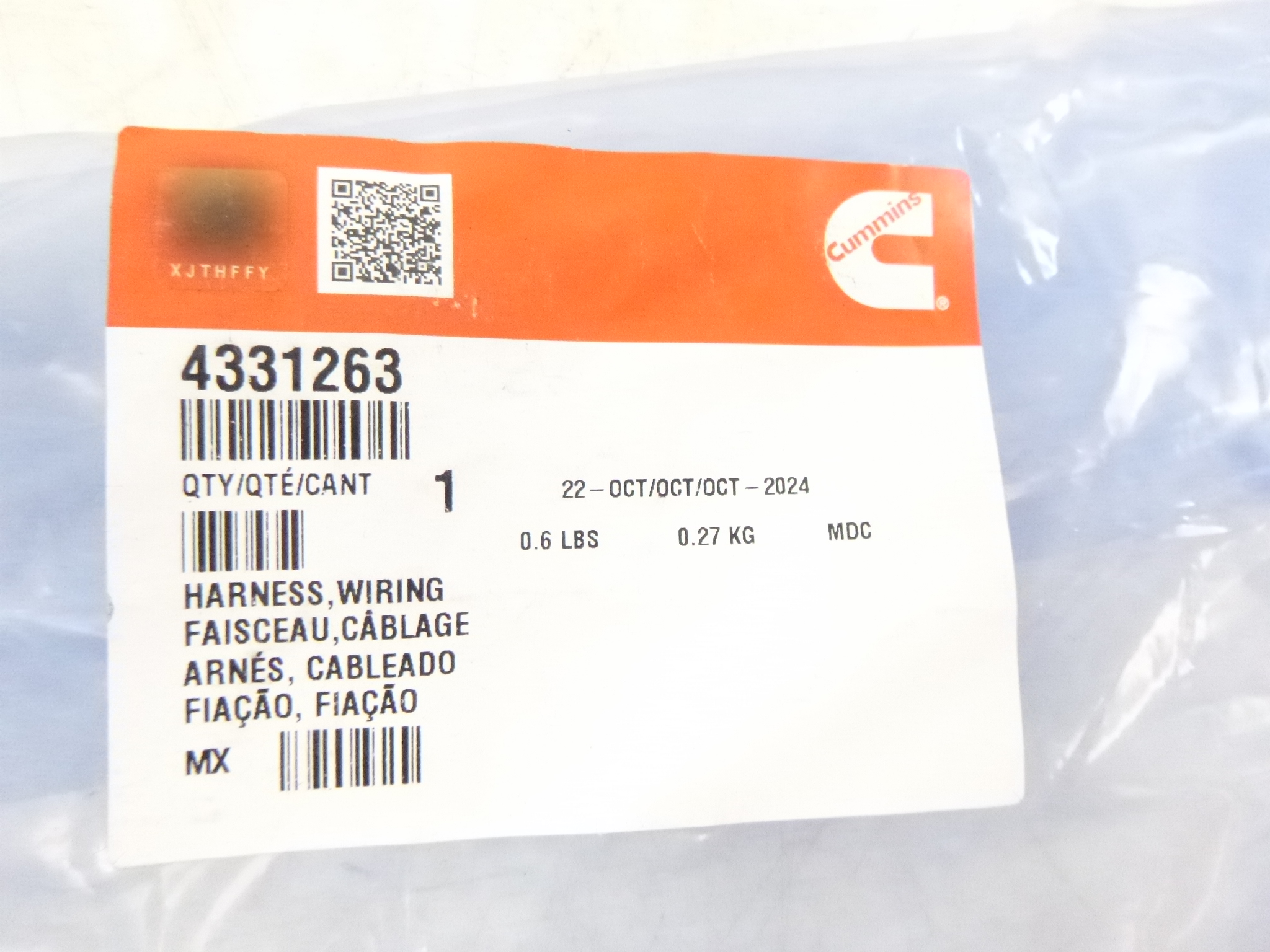 Genuine OEM Cummins 4331263 Wiring Harness for EPA07 15L ISX/QSX ...