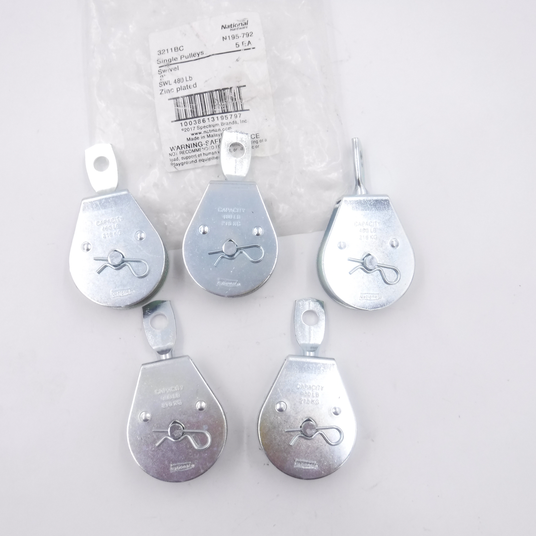 5 Pack National Hardware N195-792 3211BC Swivel Single Pulley Zinc ...