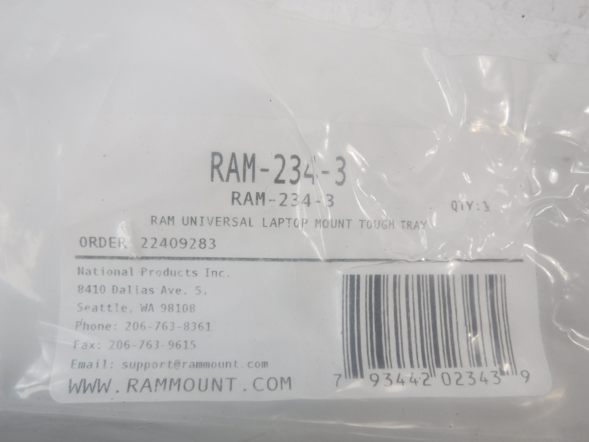 RAM Mounts Tough-Tray Spring Loaded Laptop Tray RAM-234-3 For 10"-16 ...