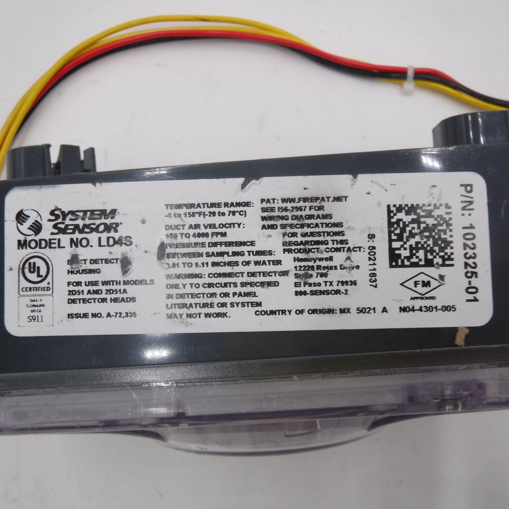 System Sensor LD4S 4 Wire Photoelectric Sensor 102325-01 For 2D51 ...