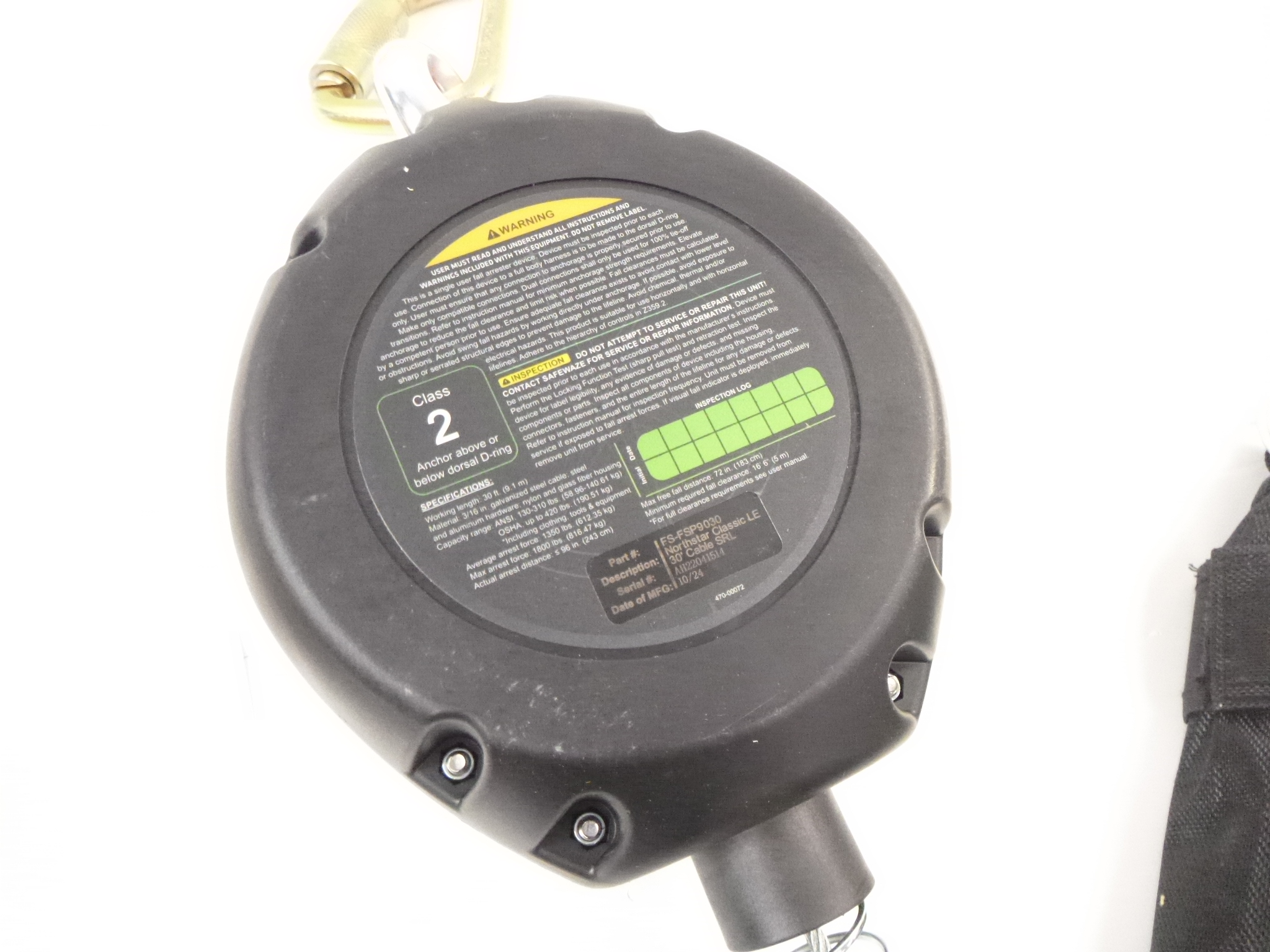 Safewaze 30' Cable Retractable w/ Integral Shock Pack for Leading Edge ...